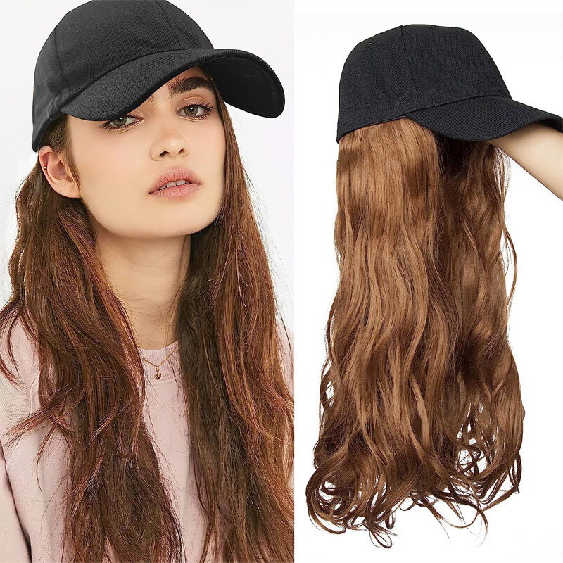 Best-selling new duck cap wig female long hair integrated wave roll ...