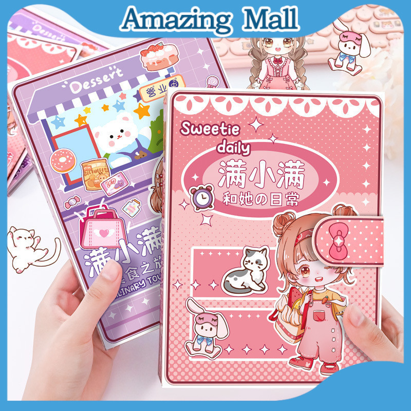 Cute Cartoon Girl Heart DIY Pinching Music Paper Doll House Quiet Book ...