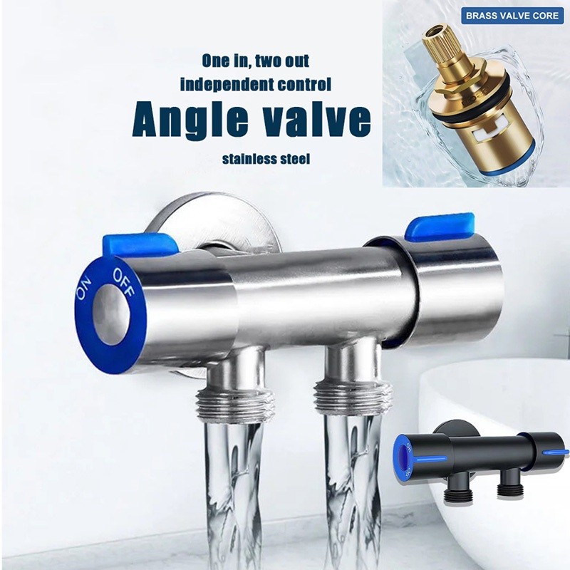 Angle valve one in two out three-way, hot and cold water splitter ...