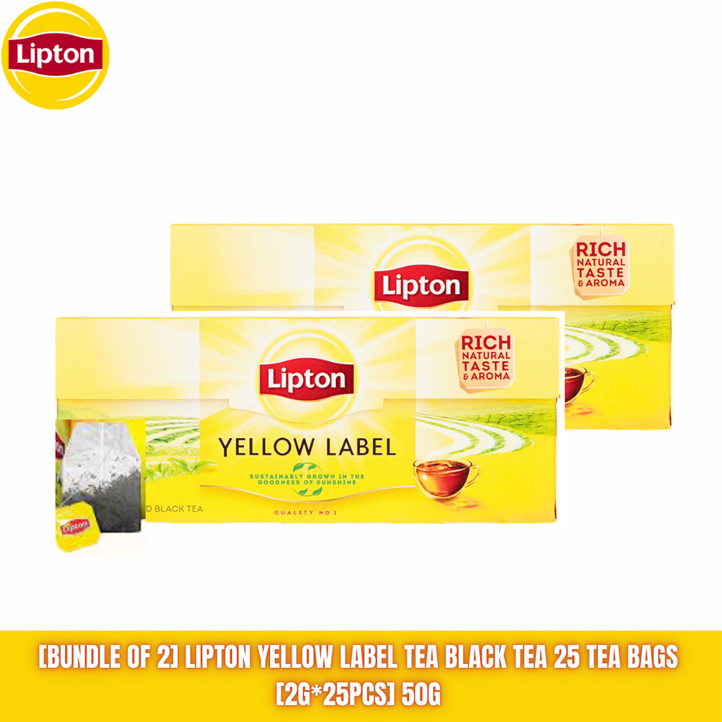 [Bundle of 2] Lipton Yellow Label Tea Black Tea 25 Tea Bags (25*2g ...