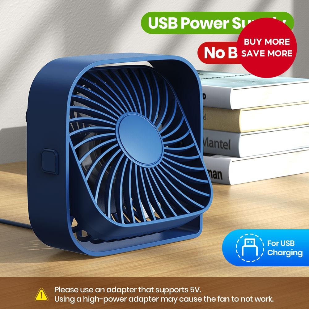 TOPK USB Desk Fan Portable Strong Airflow Quiet 3 Speed Mini Table 360 ...