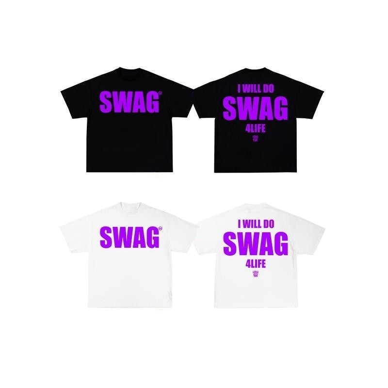 "SWAG" Drop Shoulder Regular Fit Streetwear Cotton Crew Neck Top T ...