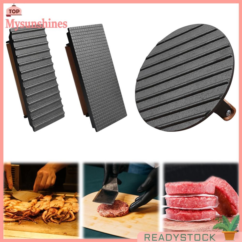 【Fast Arrival】 MS♣ Cast Iron Round Heavy-Duty Steak Burger Press with ...