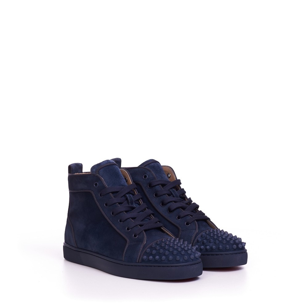 CHRISTIAN LOUBOUTIN 995$ Rock Blue Suede LOU Spikes Orlato High-Top ...