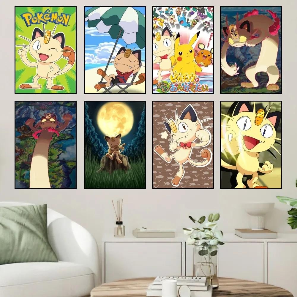 Cute Pokemon Meowth Poster Small Prints for Bedroom Living Room or ...