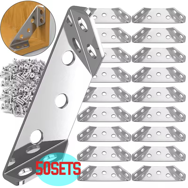 10/20/50Sets Stainless Steel Furniture Angle Shelf Connectors/Cabinet ...