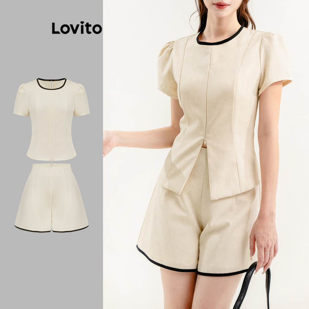 Lovito Women Boho Plain Colorblock Shorts Sets L116MD313 | Shopee ...