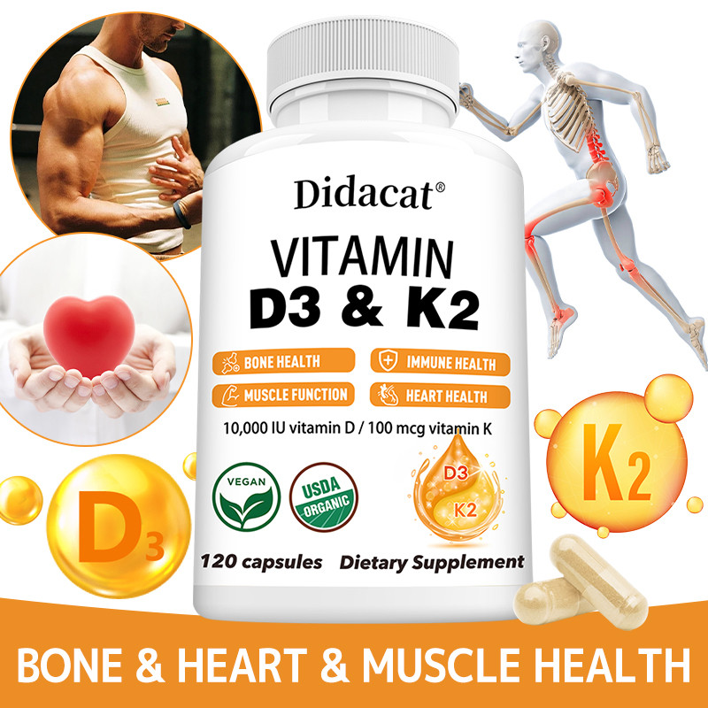 Didacat Vitamin D3 and K2 Supplements Support Bone Health, Muscle ...