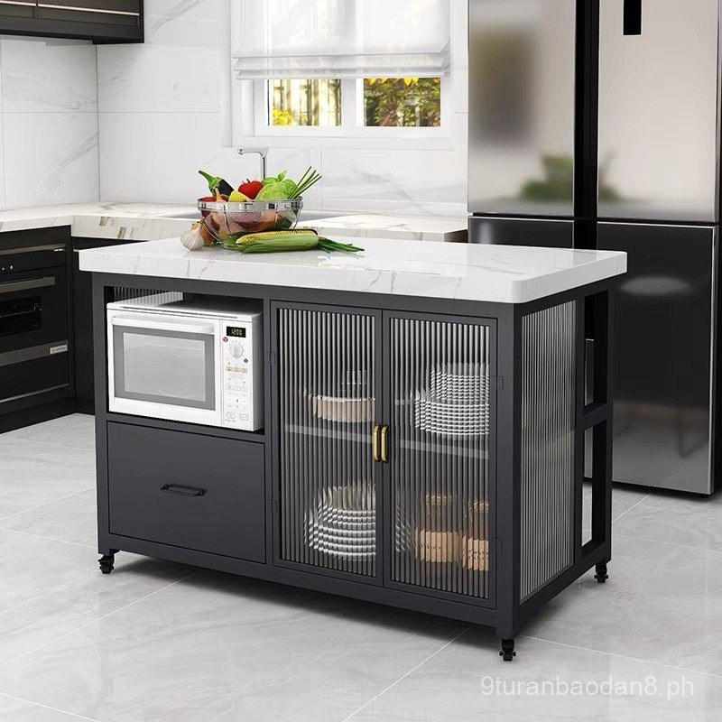 Modern Open Marble Kitchen Middle Island Kitchen Counter Oven Cabinet ...