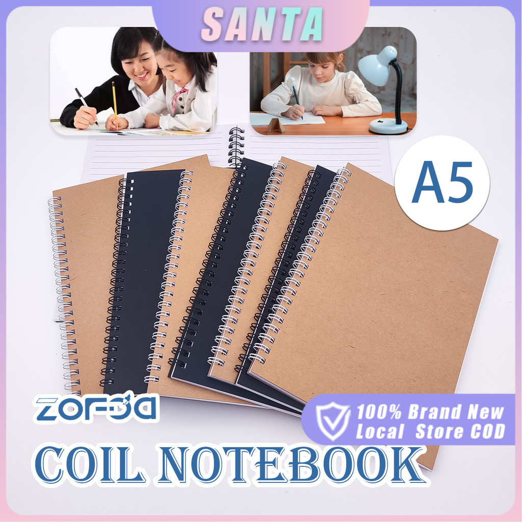 A5 Spiral Notepad 60 Sheets Kraft Cover Double Metal Ring Loose Leaf ...