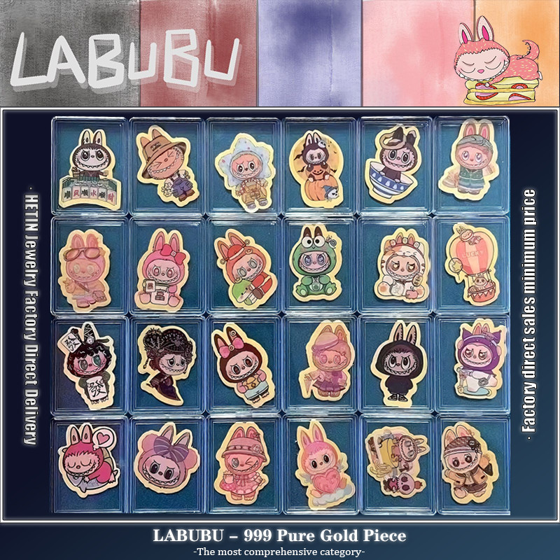 【HETIN】Au999 Pure Gold LABuBu Gold Bar 24K Cartoon Gold Piece Labubu ...