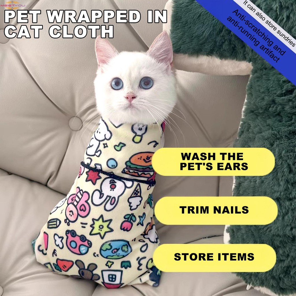 Cat Grooming Wrap Fabric Wrap Cleaning Grooming Restraint Bag | Shopee ...