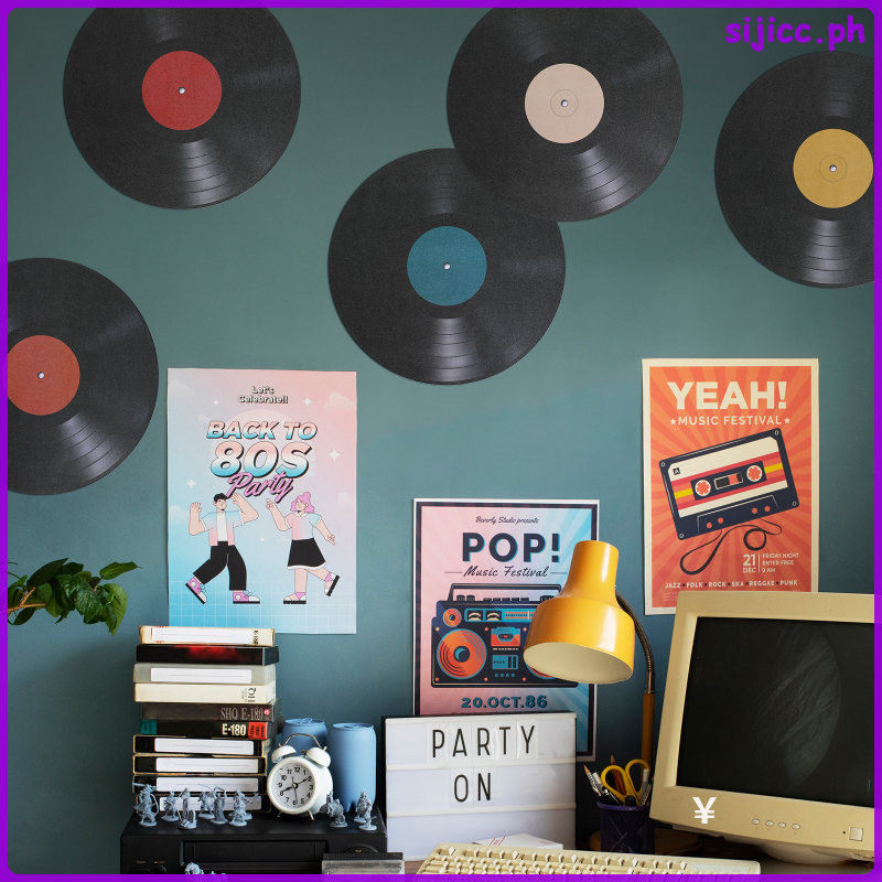 8Pcs Vinyl Record Wall Stickers Decorative Vinyl Record Decals Artistic ...