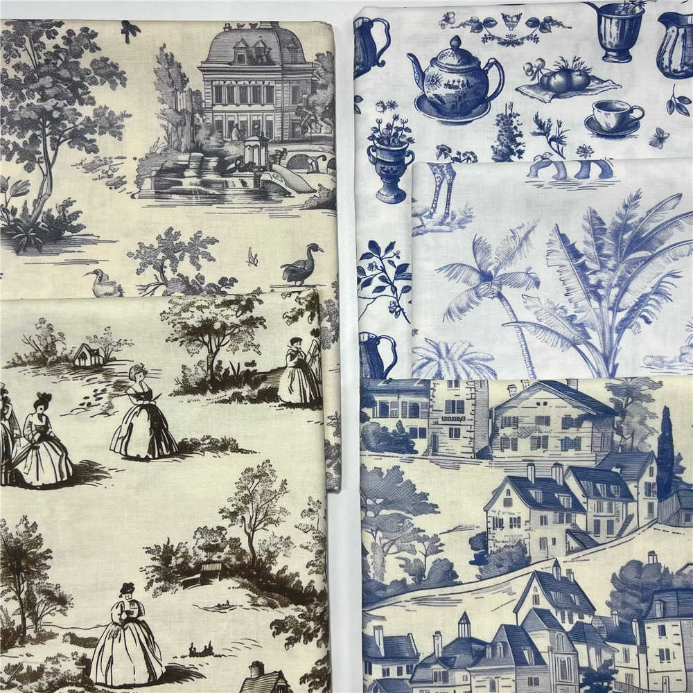 145cm wide French classical countryside animal pattern cotton plain ...