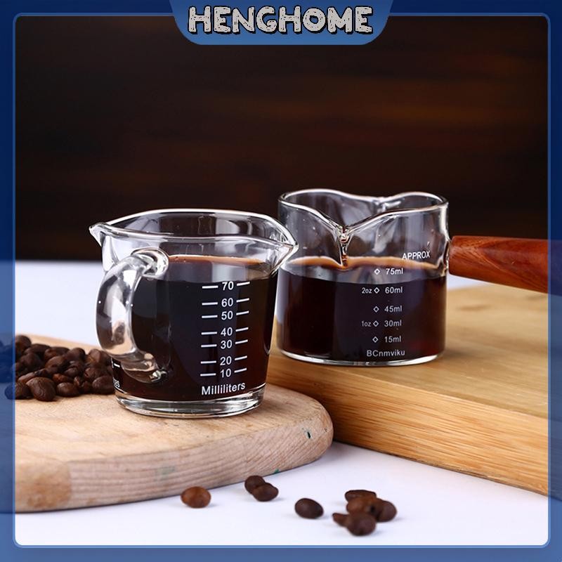 HENGHOME 70/75ml Espresso Shot Glass Double Spout Glass Measuring Cup ...