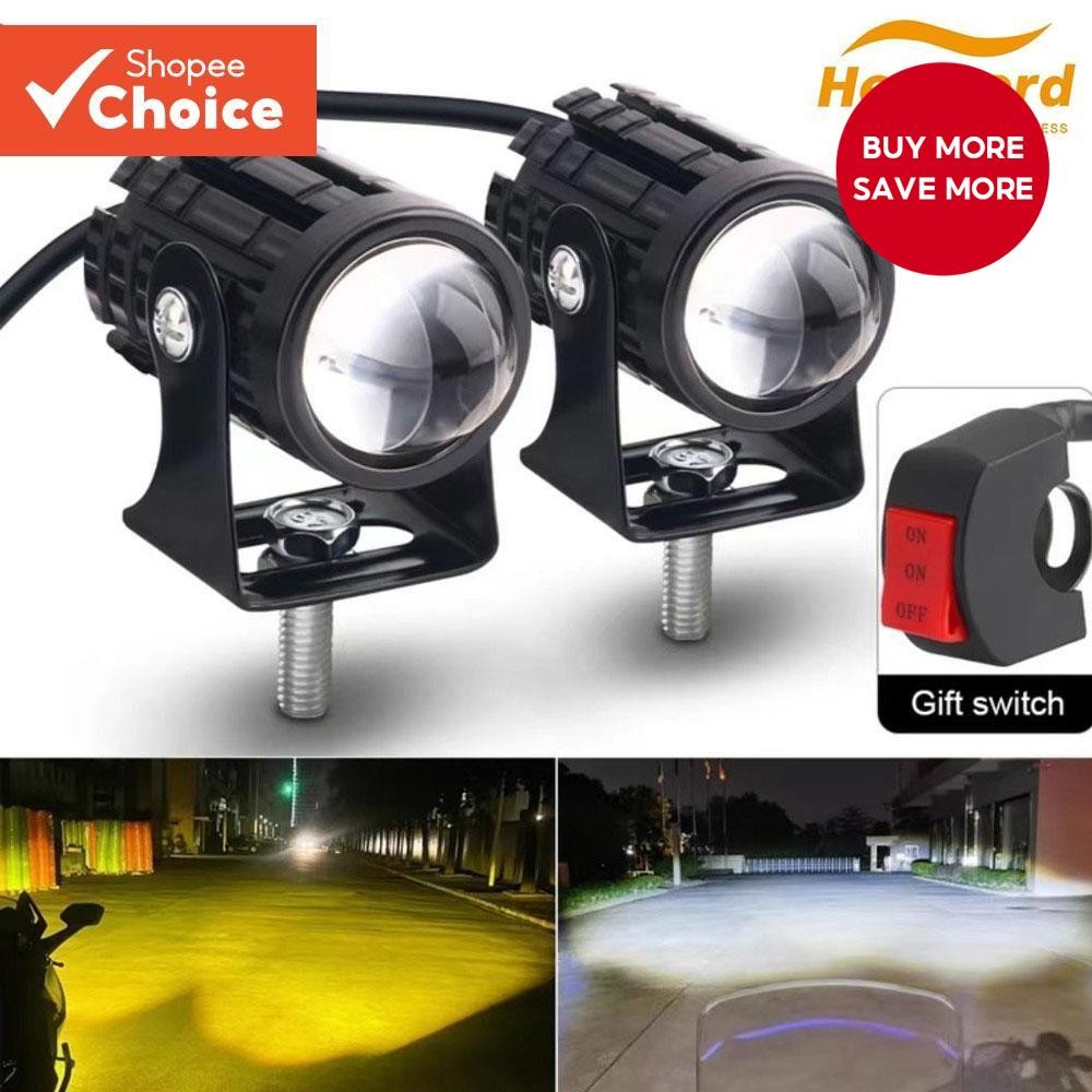 Motorcycle Driving Lights Pair 60W Super Bright Mini 2 Colors Dual ...