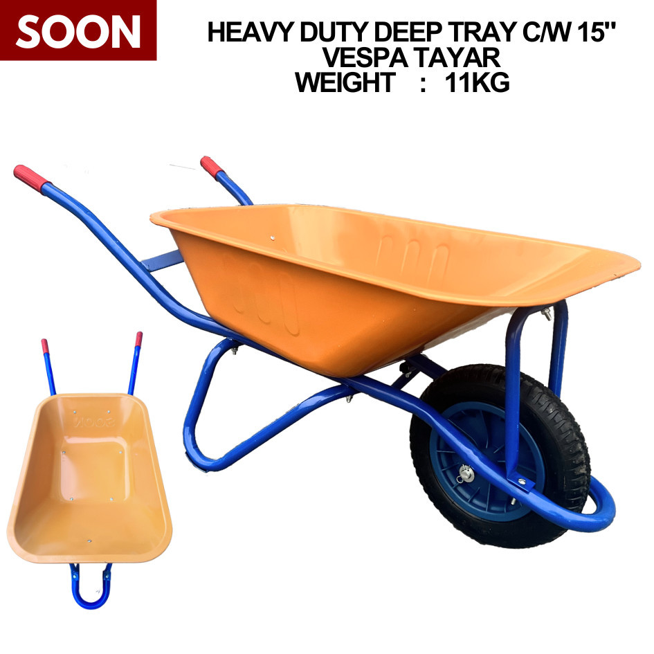 SOON HEAVY DUTY Brand New PVC/STEEL Deep Tray Yellow Wheel barrow ...