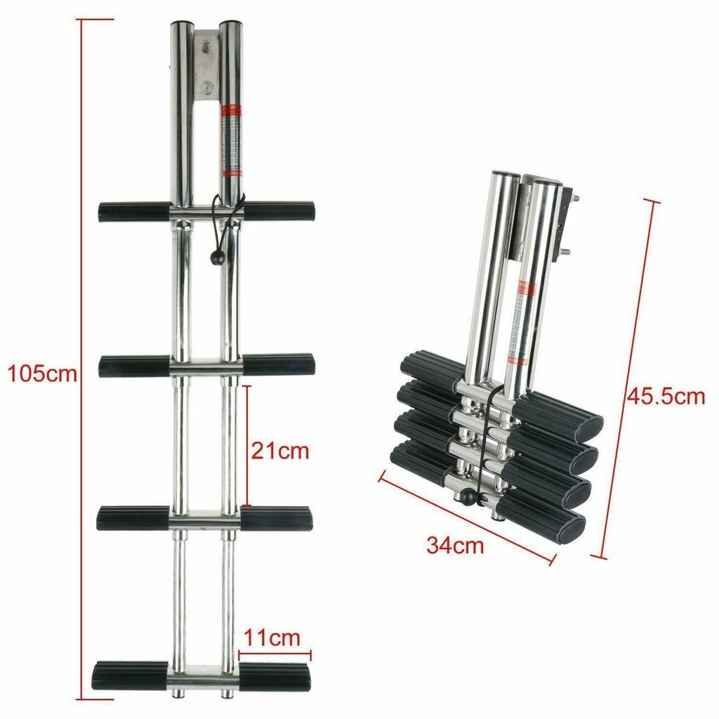 Marine Launching Ladder Deck Stainless Steel Folding Four-Section Boat ...