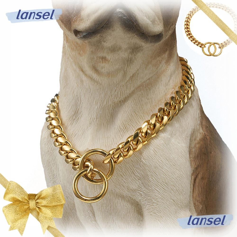 LANSEL Dog Collar Stout Stainless Steel Collar Encryption Dog Ring Pet ...