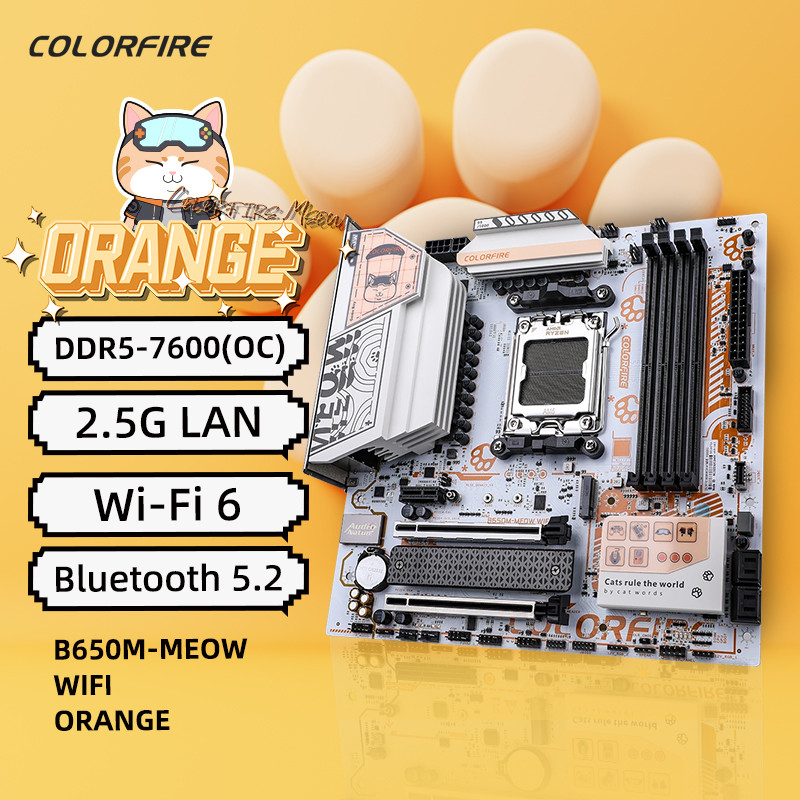 Amd B650 DDR5 M.2 2.5G Wi-Fi 6 ARGB PCIe 5.0 COLORFIRE B650M-MEOW WIFI ...