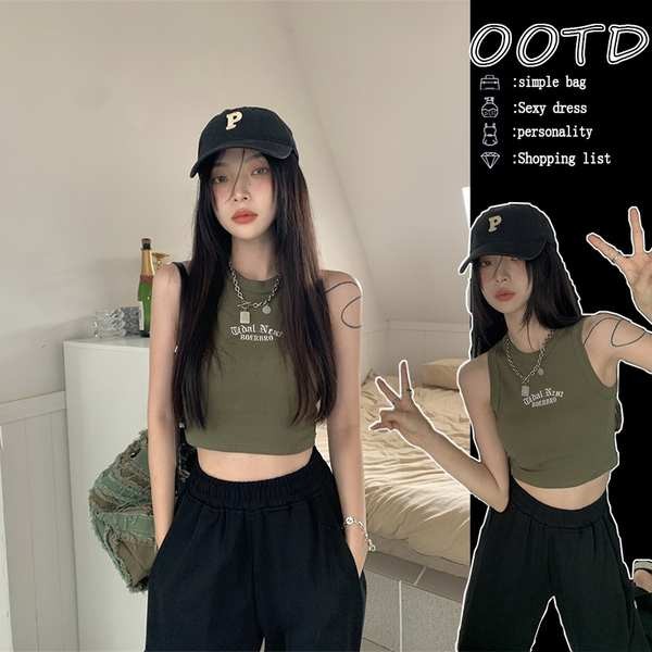 sando for woman Spice girl racer-shaped vest with a small suspender on ...