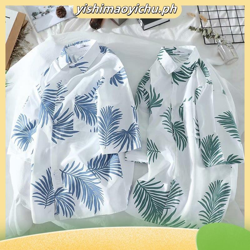 M-3XLUnisex White beach polo beach Lapel Collar Shirt hawaiian polo for ...