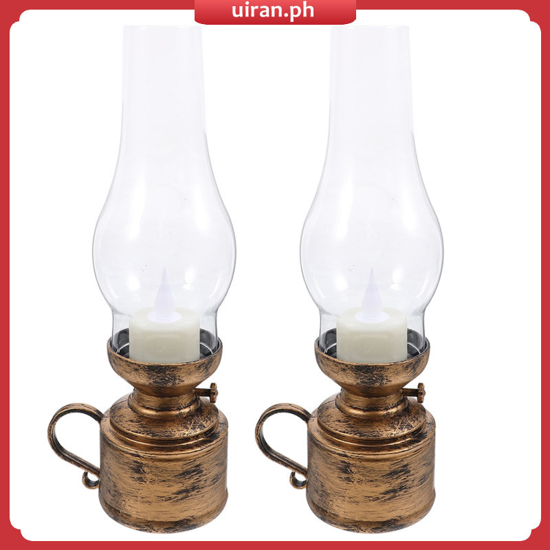 Electronic Kerosene Lamp 2 Pcs Vintage Candle Lanterns Nightstand Lamps ...