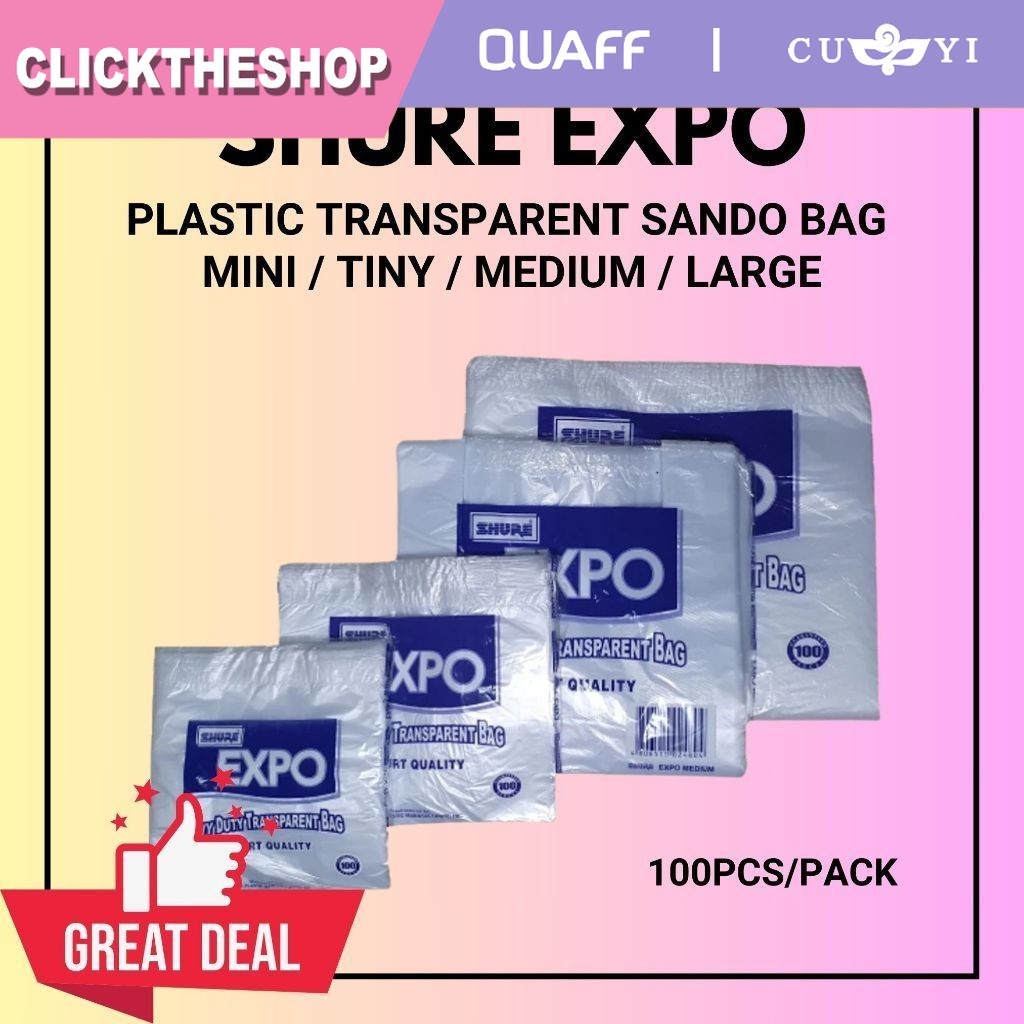 Shure Expo Plastic Transparent Sando Bag 1 Pack (100Pieces) - Mini/Tiny ...
