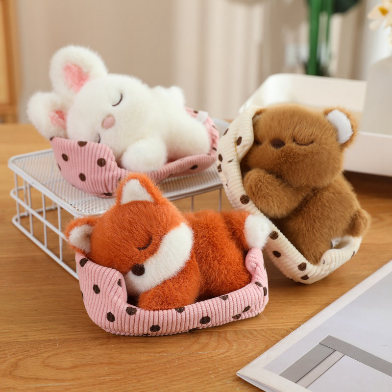 Hot Sale Sleep Animal Plush Toys Cartoon Cat Dog Fox Rabbit Bear Pig ...