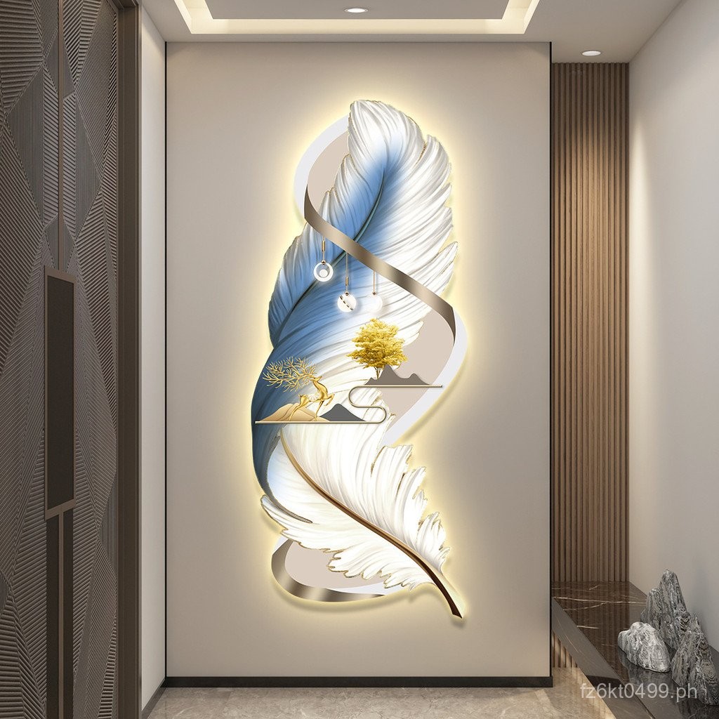 Wall Art Entrance High-End Corridor led Feather Decorative Painting ...