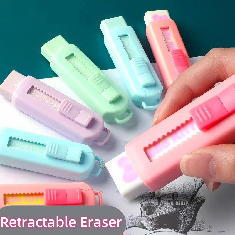 Retractable Eraser Cute Erasers Candy Color Rubber Stationery Gift for ...