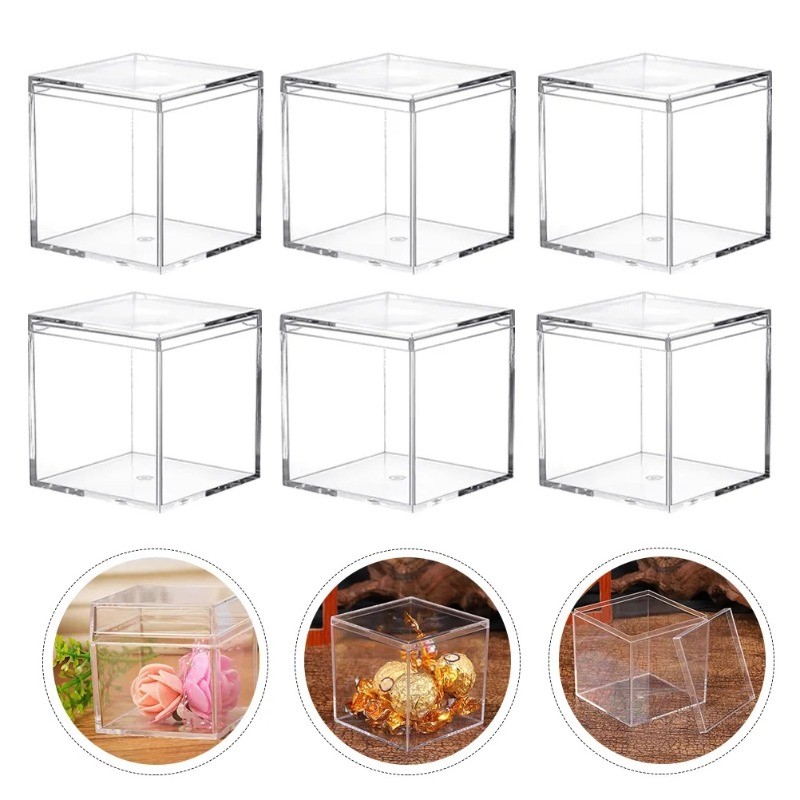 1/3/5Pcs Acrylic Jewelry Gift Boxes with Lid / Transparent Square Box ...