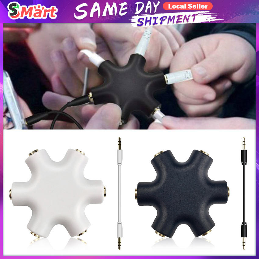 5-Jack Female Connector Adapter 3.5mm Multi Headphone Audio Splitter ...