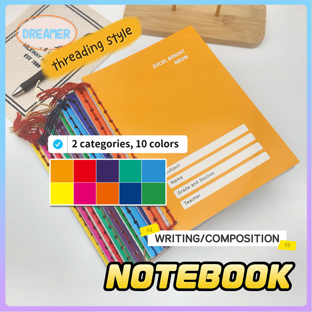 A5 writing Notebook 10Colors YARN Notebook 80 Leaves school supplies ...