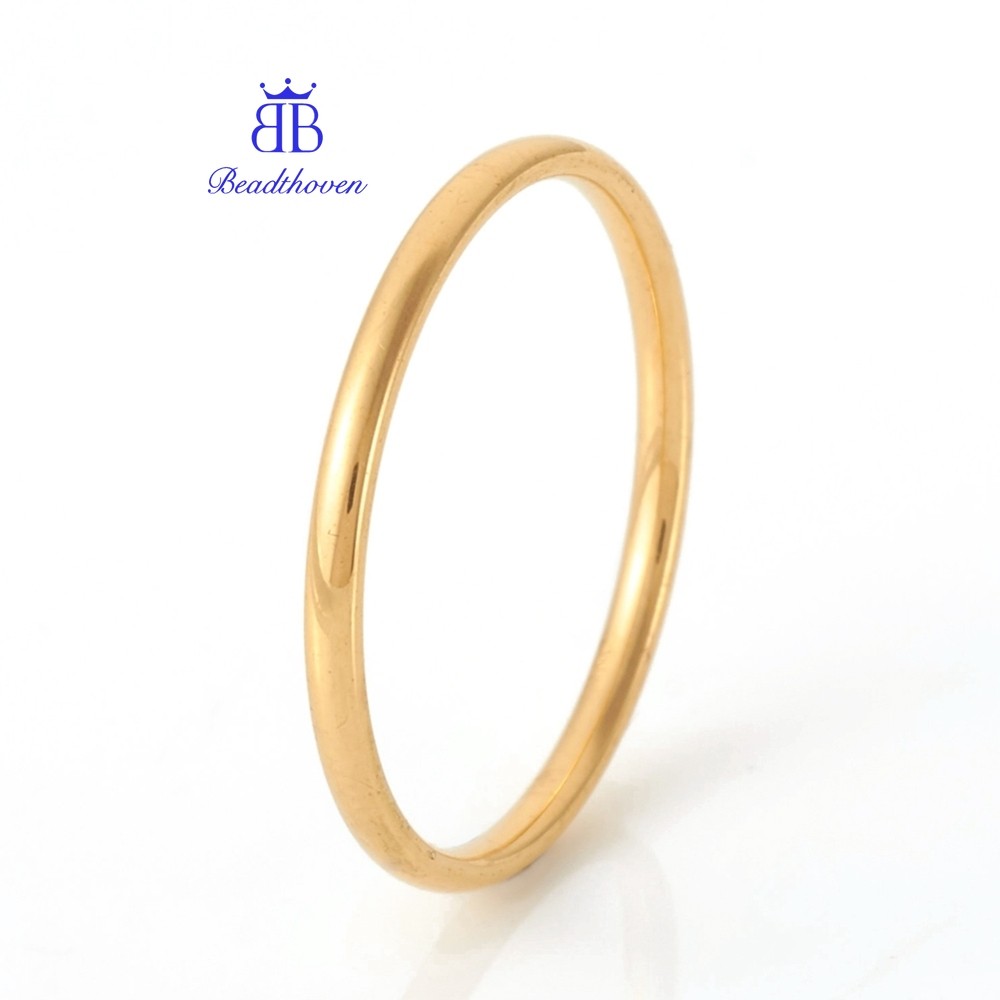 1pc 201 Stainless Steel Plain Band Rings golden Plated Size 8 Inner ...