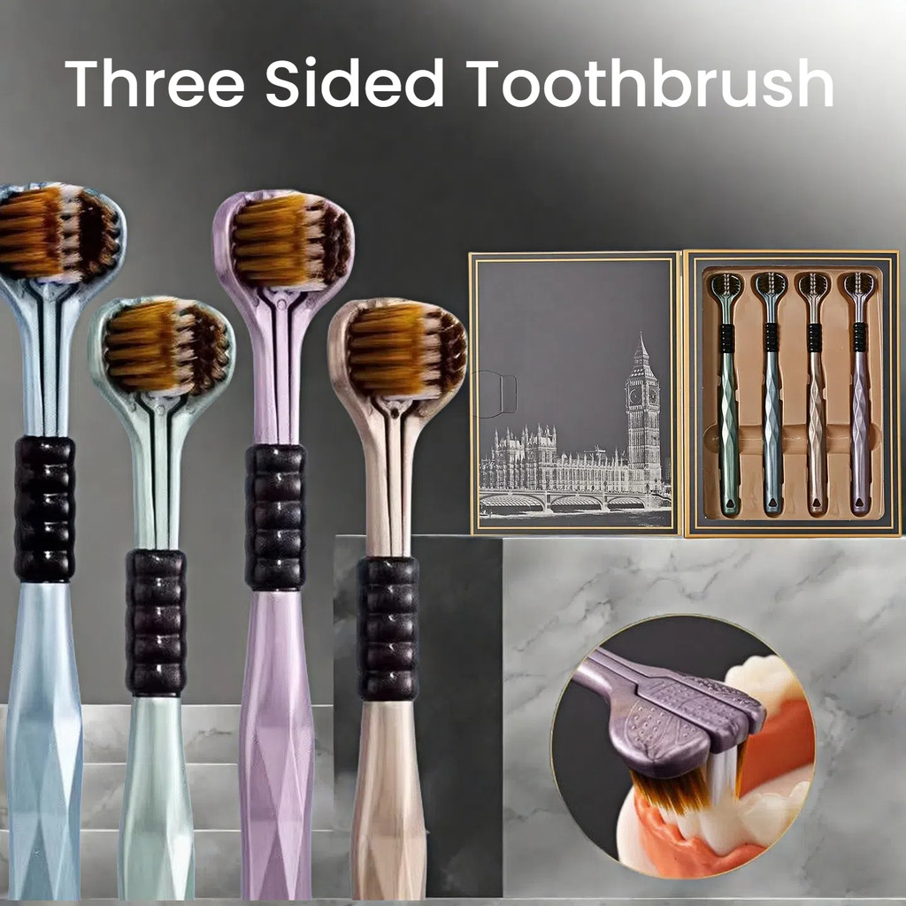 Adult Three Sided Toothbrush 360° Wraparound Cleaning Tooth Household ...