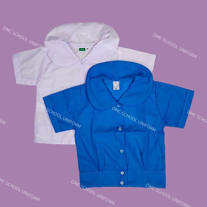 BLOUSE BABY COLLAR ( BLUE/ WHITE ) SCHOOL UNIFORM | Shopee Philippines