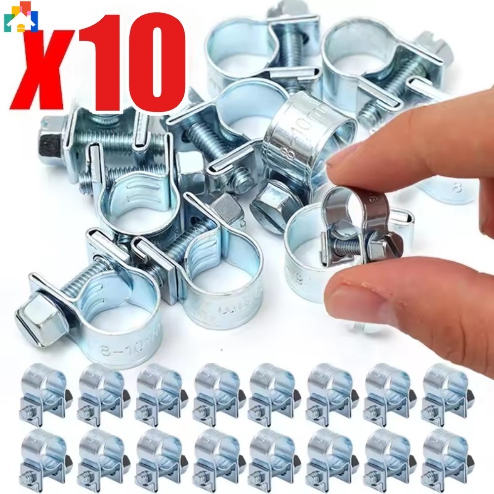 10Pcs Car Fuel Hose Clips Assortment Set Mini Iron Galvanized Air Hose ...