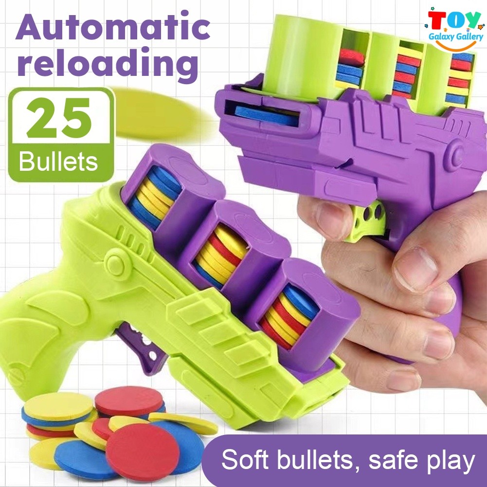 Flying Saucer Radish Pistol Soft Foam Disc Gun Toy with 25 Soft Bullets ...