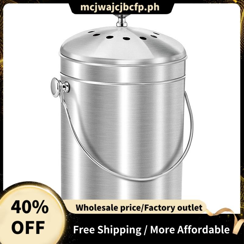 Perfect Compost Bucket for Kitchen Countertop,1.3 Gallon Stainless ...