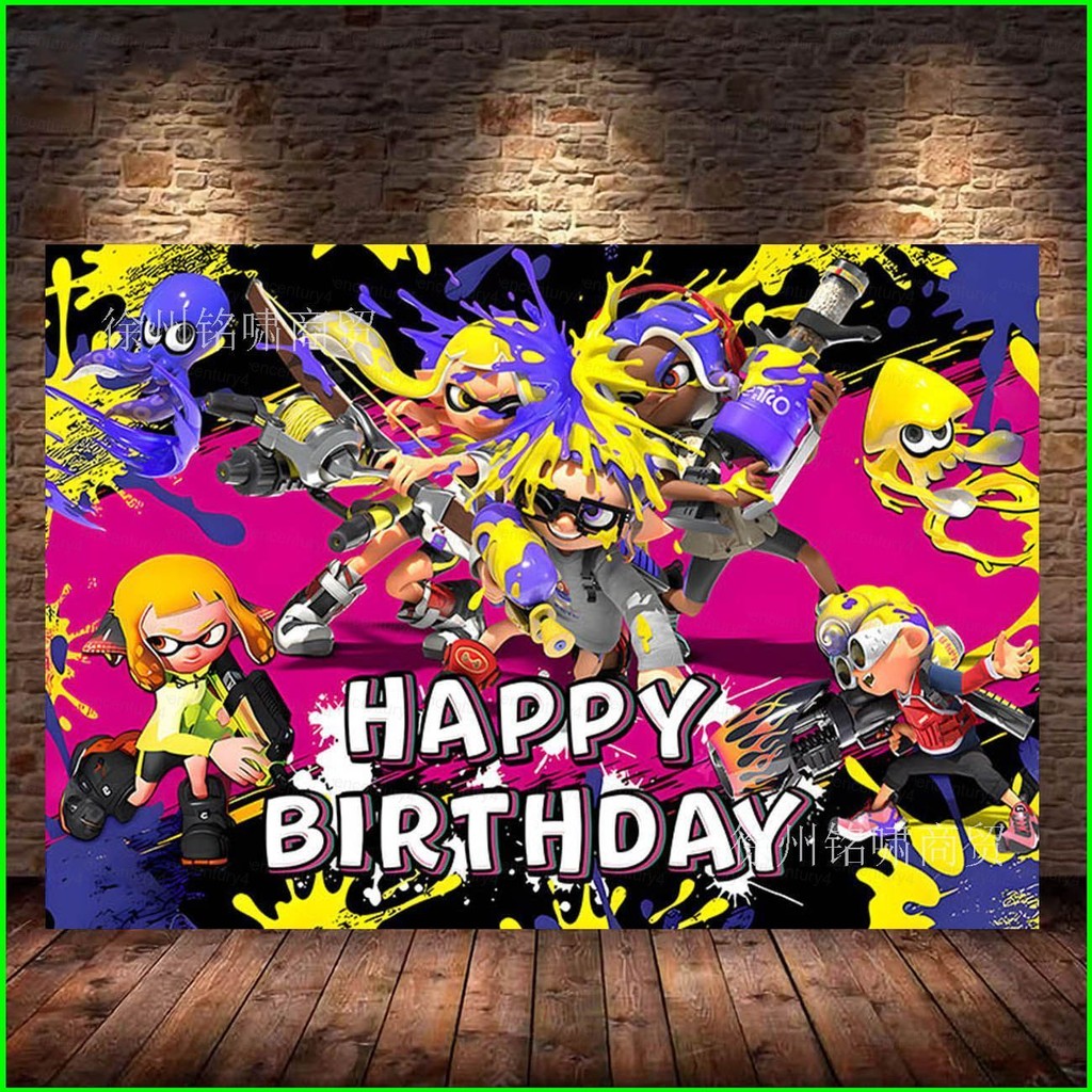 Dly Splatoon Theme decoration Celebrate birthday Party Photo ...