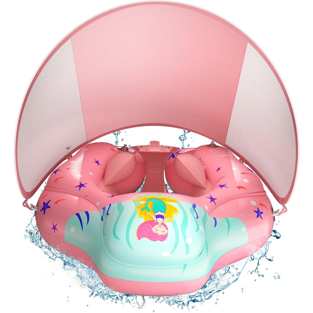 [New] Baby Pool Float with Canopy,Inflatable Baby Swim Float with UPF50 ...