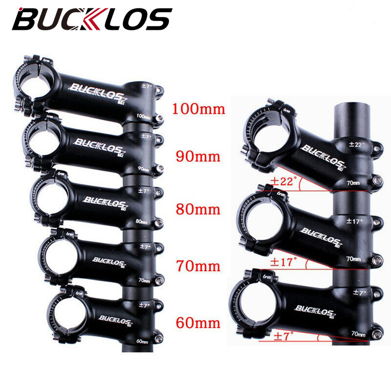 BUCKLOS Bike Stem Aluminium Alloy 7/17/22 Degree MTB Stem 60/70/80/90 ...