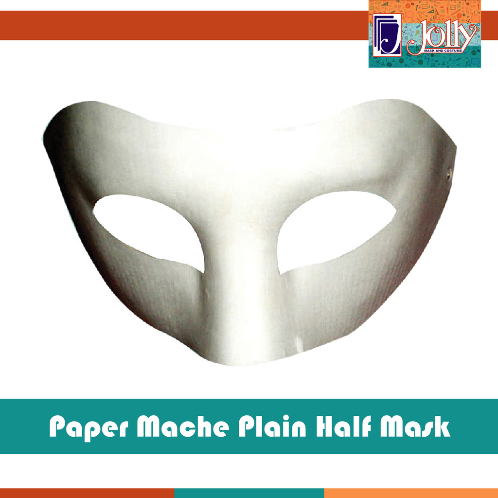 Paper Mache Plain Half Face Mask - White Half Mask for Arts and Crafts ...