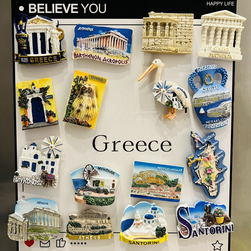 Greece Travel Memorial Refrigerator Stickers Handmade Creative Three ...