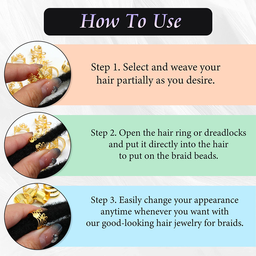 40pcs Gold Silver Color Hair Jewelry for Braids Multi Style Hair Cuffs ...