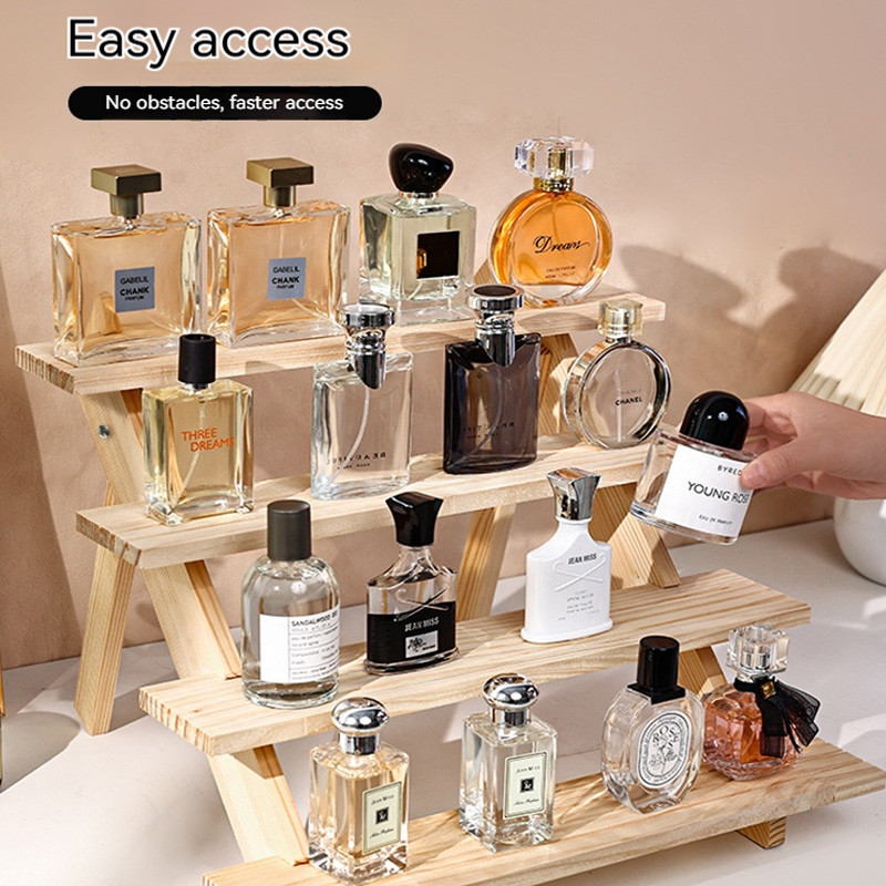 Perfume Desk Display Stand Cosmetic Skin Care Organizer wooden Display ...