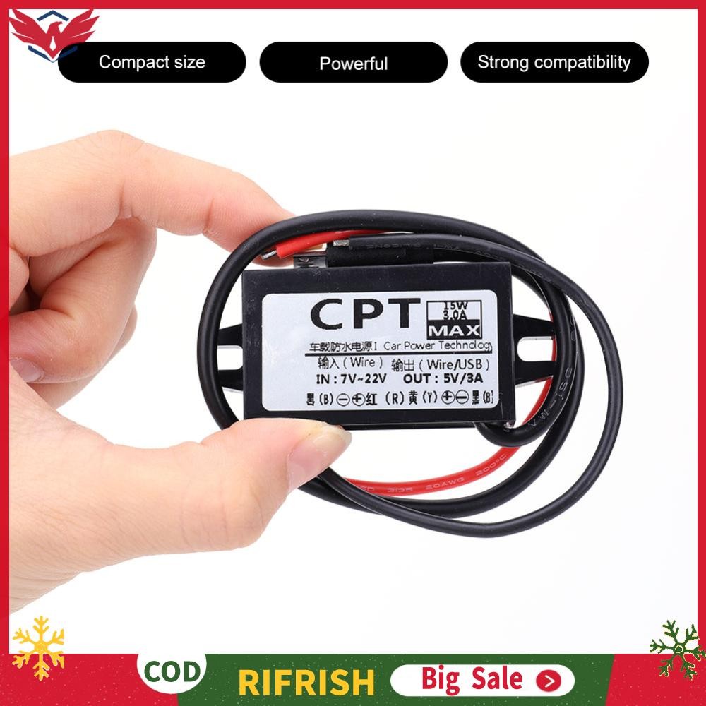[Rifrish.ph] 12V To 5V 3A 15W Car Power Regulator Wire Interface CPT ...