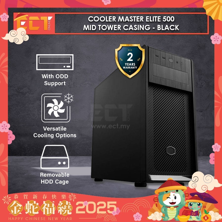 Cooler Master Elite 500 Mid Tower Casing with ODD Steel with PN500 PSU - Black | Shopee Philippines