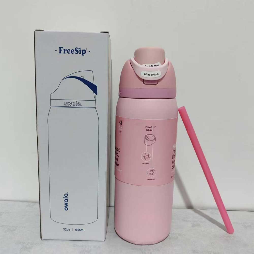 Owala 32oz Rose Quartz FreeSip Stainless Steel Water Bottle Rose Quartz ...